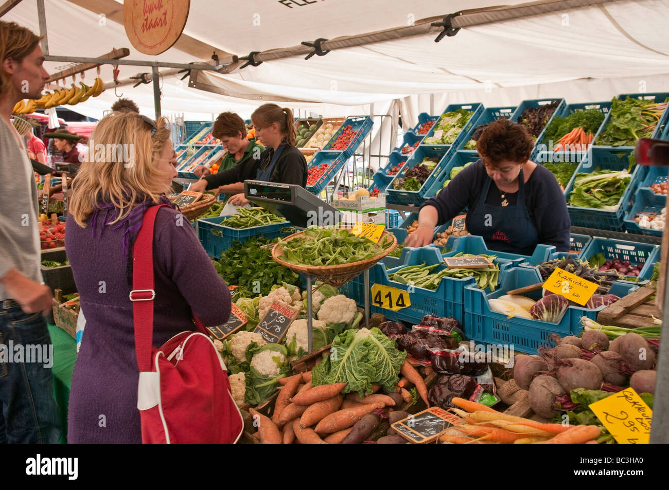 Fruit and vegetable market stall at the Bloemstraat market Stock Photo ...