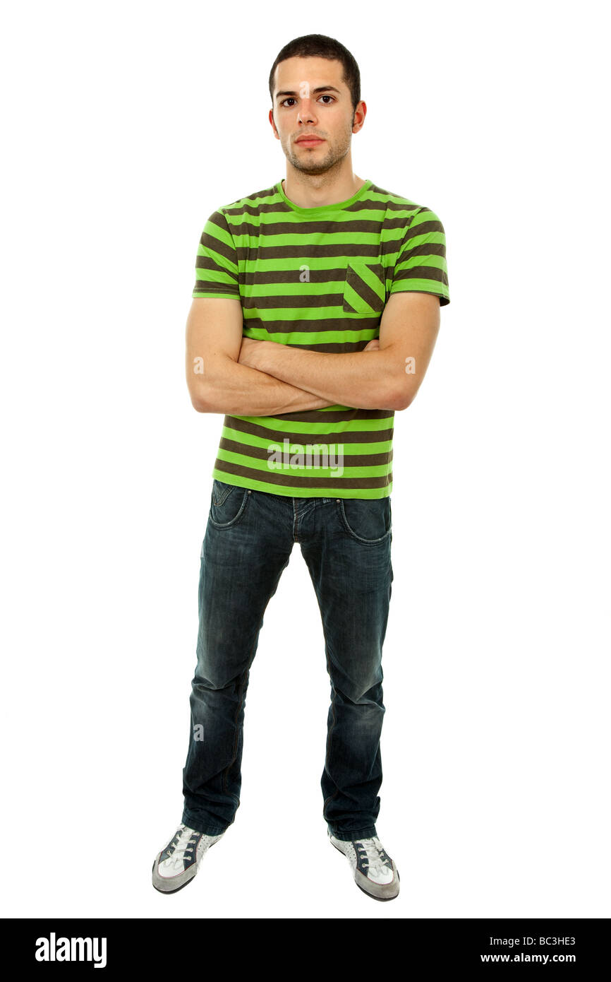 young casual man full body in a white background Stock Photo - Alamy