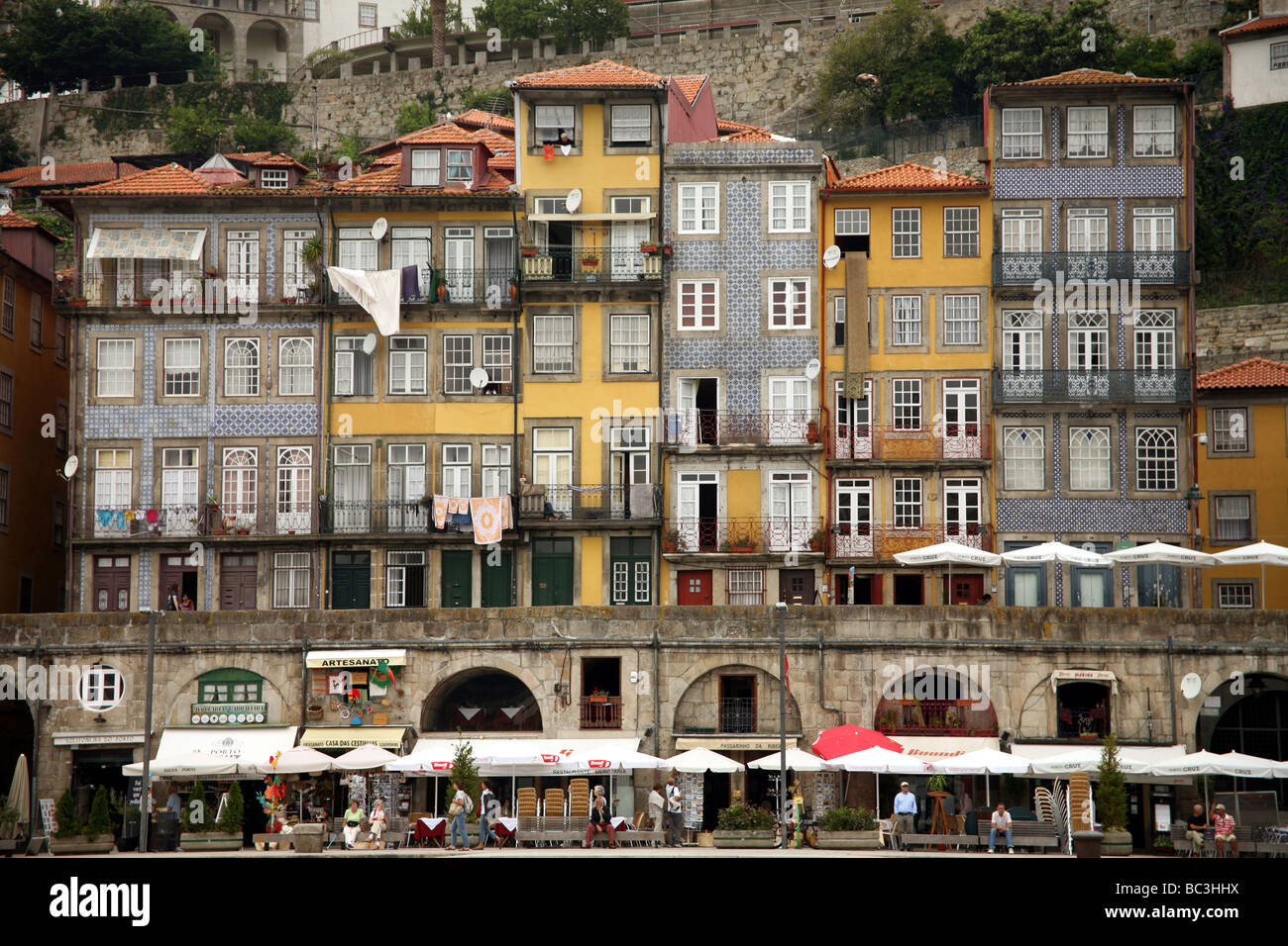 Riverfront Cais da Ribeira Porto Portugal UNESCO world heritage site ...