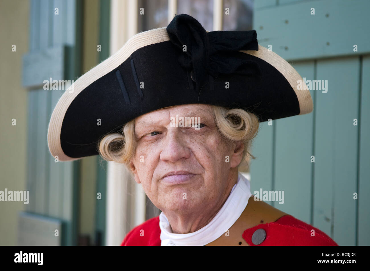 Actor Frank Suddeth wears uniform of 17th century English officer in ...
