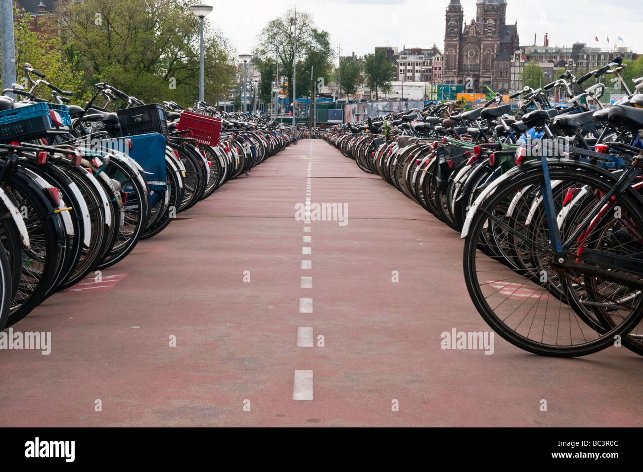 Rows of bicycles parked at the multistorey bike park at Central Station ...