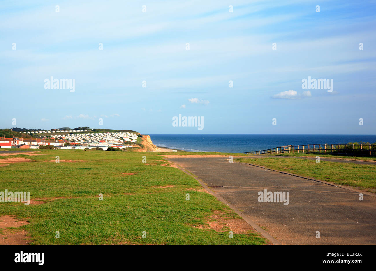 Cliff top caravan sites at East Runton viewed from Cromer, Norfolk ...