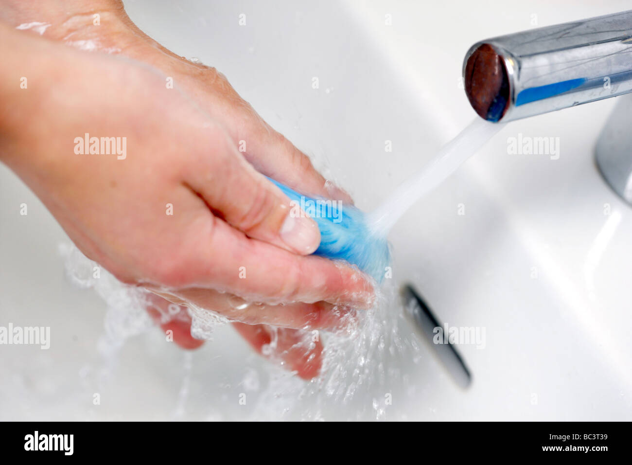 Hand washing with water and soap Stock Photo - Alamy