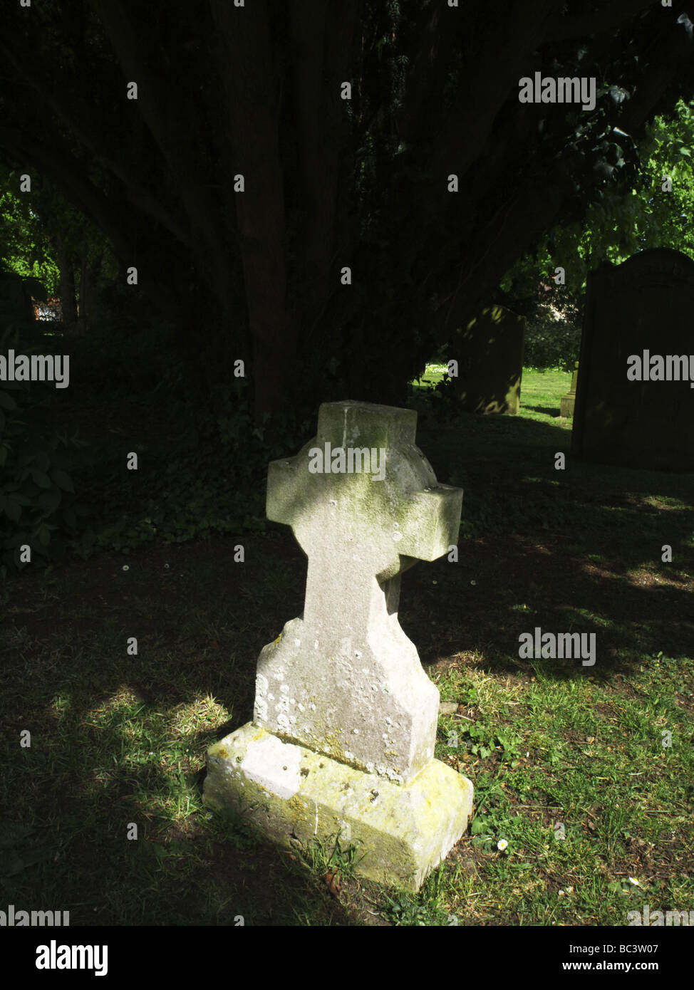 gravestones lit by the sun in a country cemetery Stock Photo - Alamy