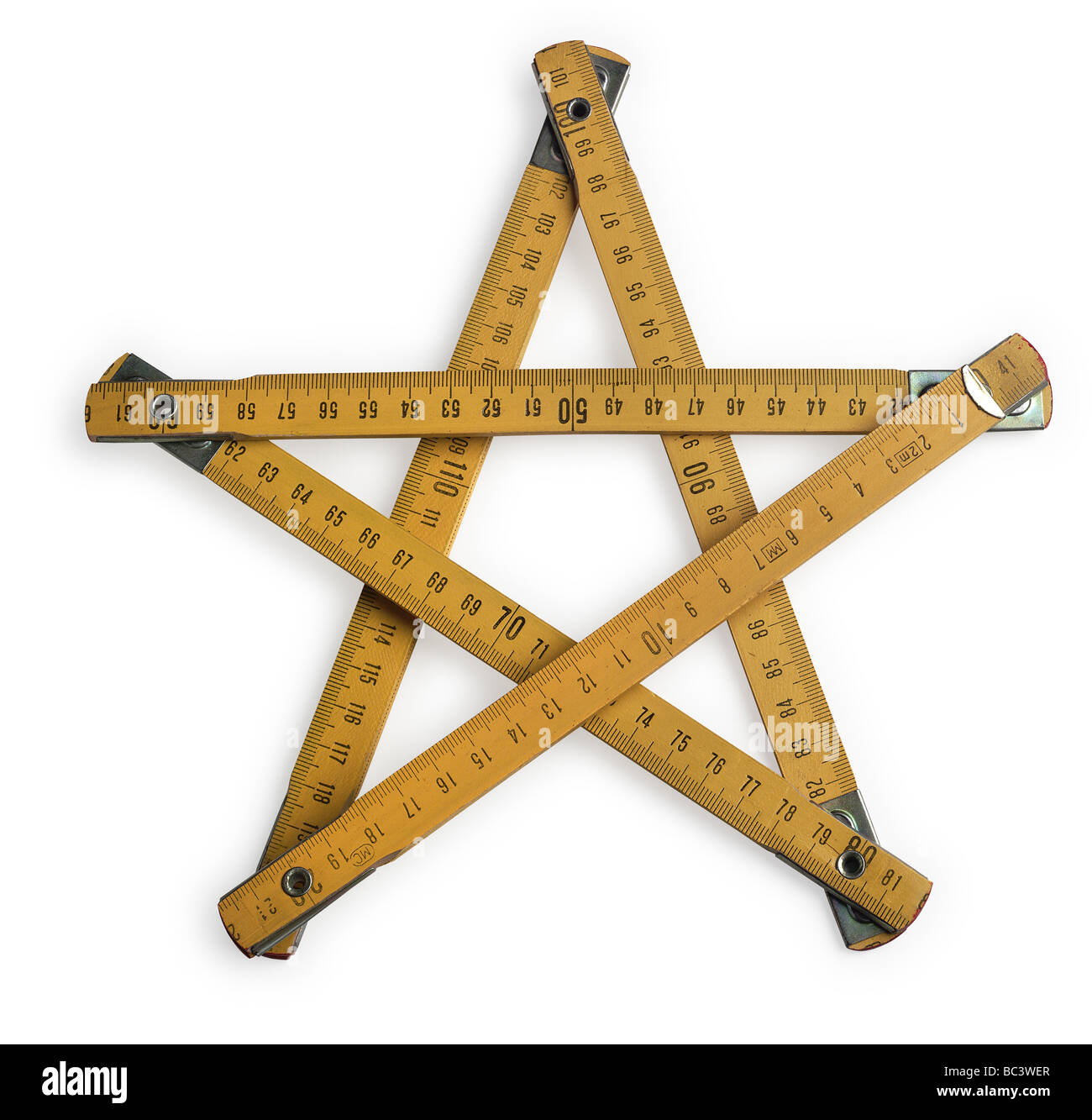 Old wooden tape measure in the shape of a star Stock Photo - Alamy