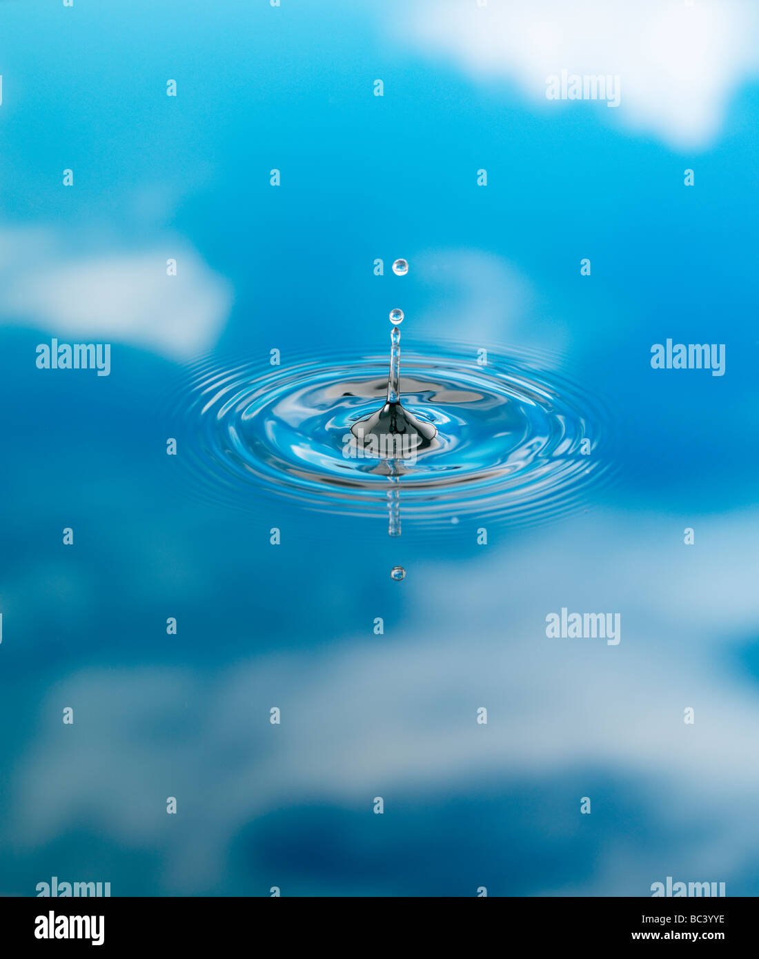 water drop in sky reflecting clouds Stock Photo - Alamy