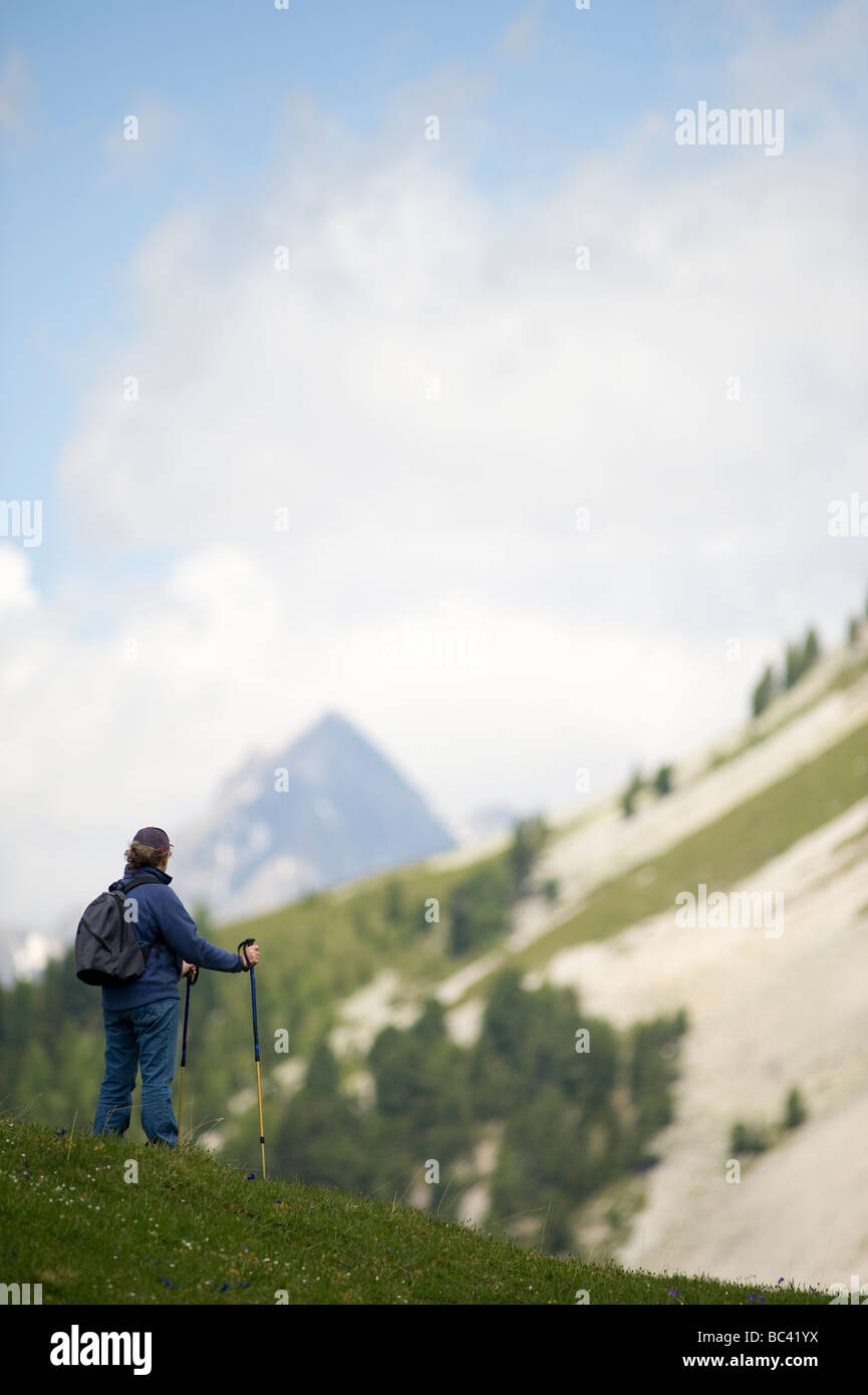 woman walker french alps Stock Photo - Alamy