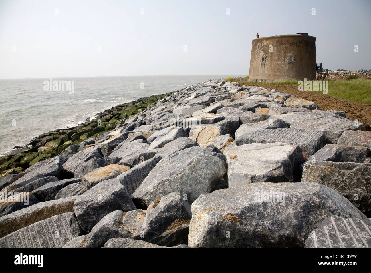 New rock armour sea defences East Lane Bawdsey Stock Photo - Alamy