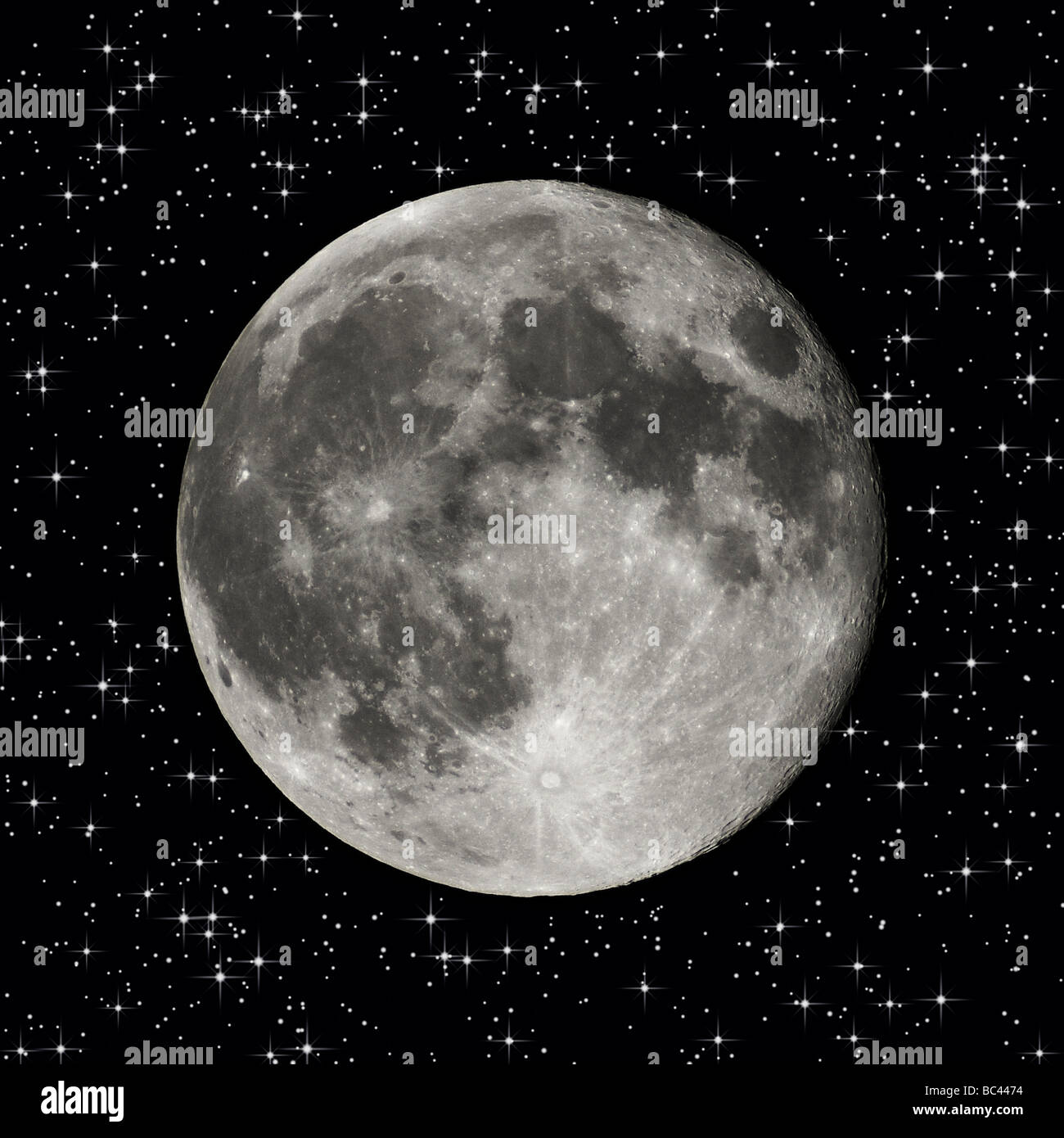 moon surrounded by stars Stock Photo - Alamy