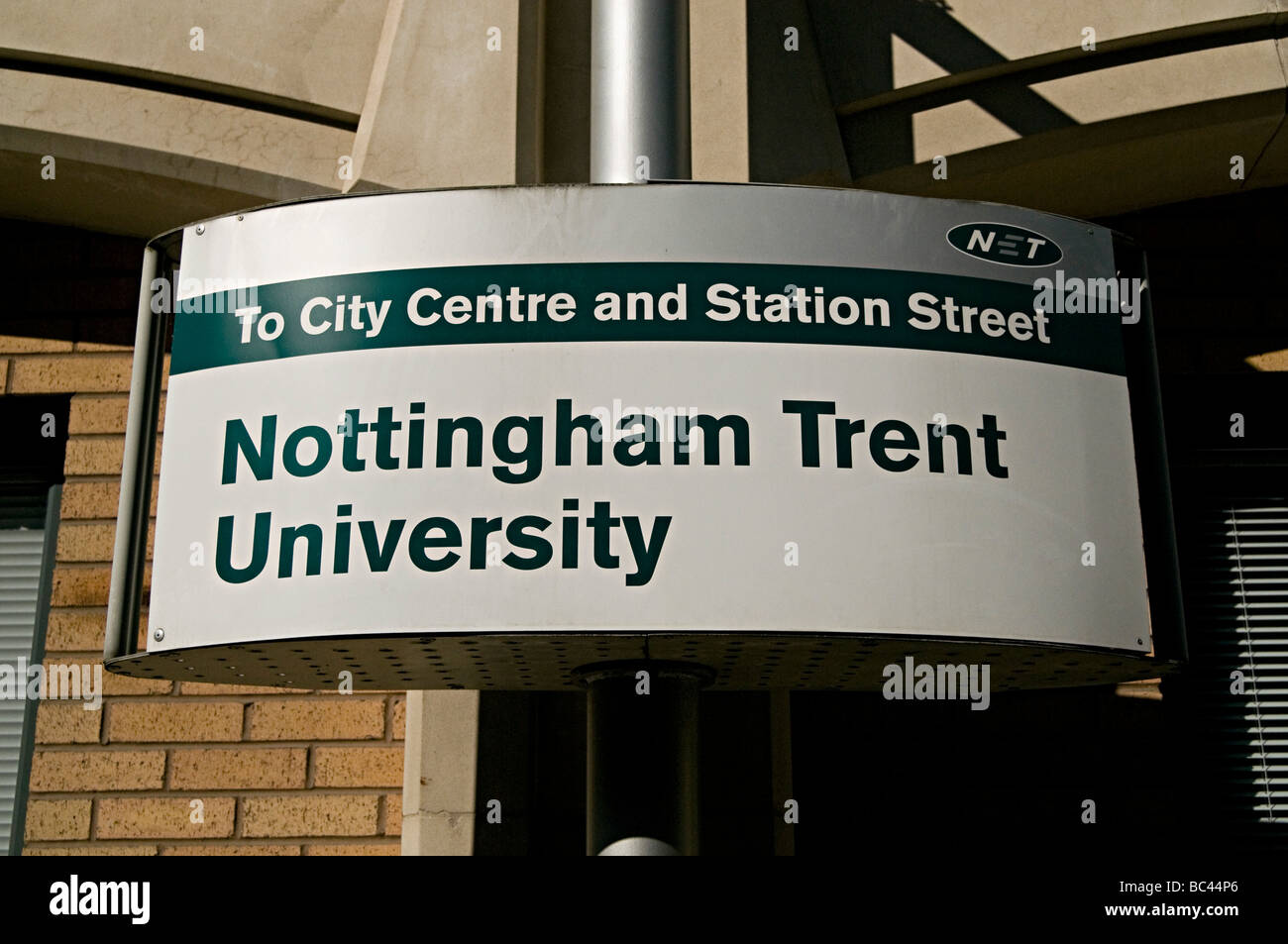 nottingham trent university tram stop sign Stock Photo - Alamy