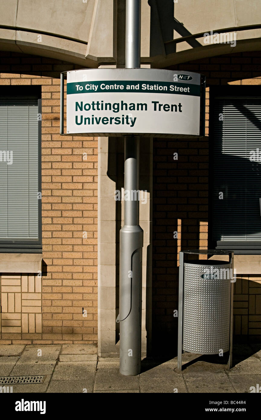 nottingham trent university tram stop sign Stock Photo - Alamy
