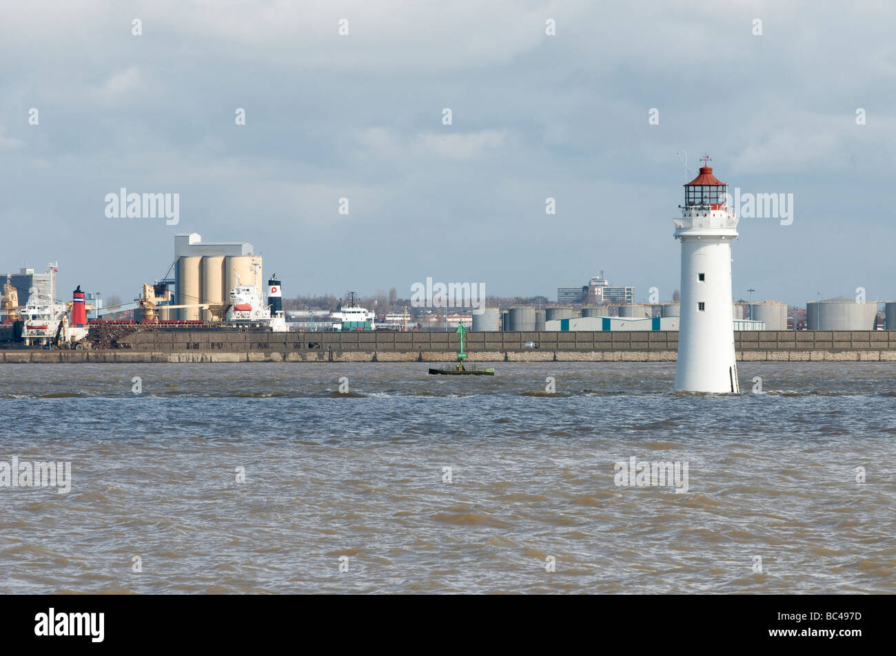 New Brighton Lighthouse and Seaforth Docks River Mersey Liverpool and ...
