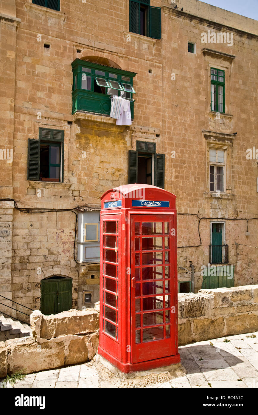 Traditional red British telephone box in Valletta, Malta, EU Stock ...