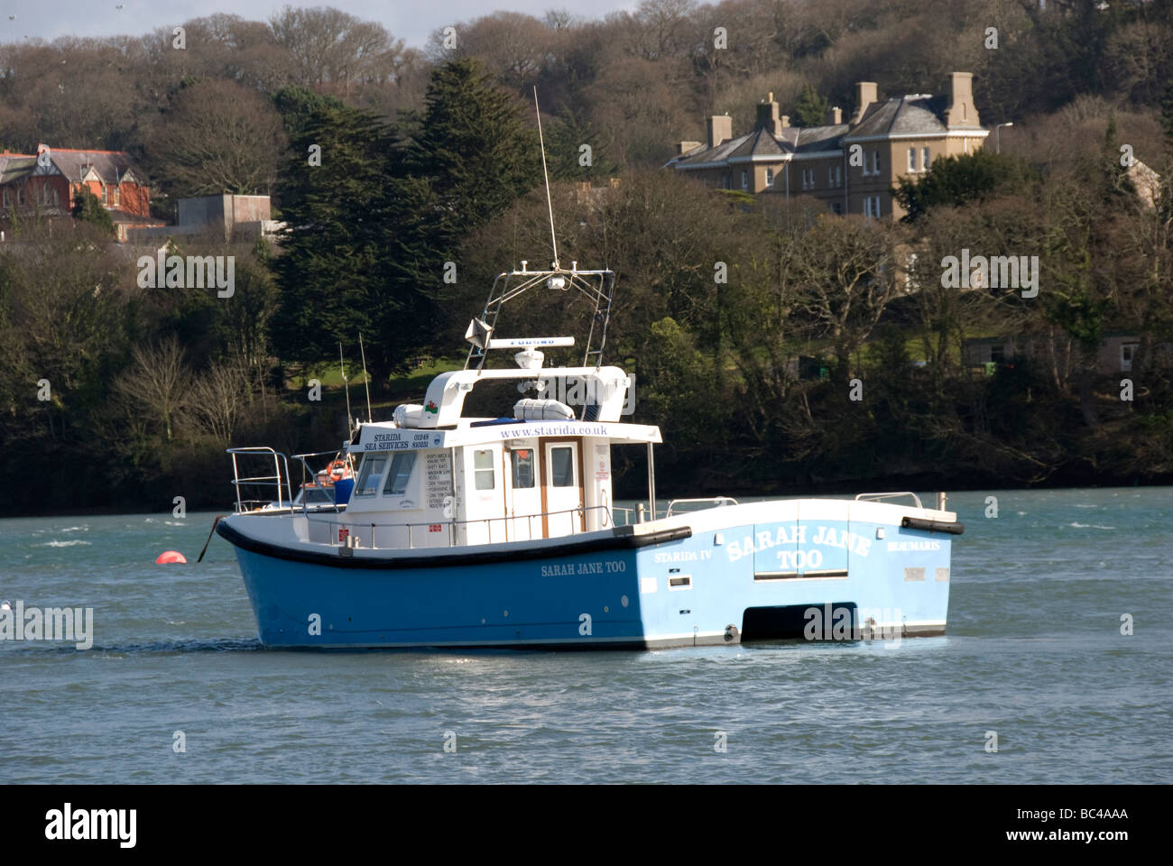 Fishing pleasure boat on Menai Straits Anglesey North Wales UK Stock ...