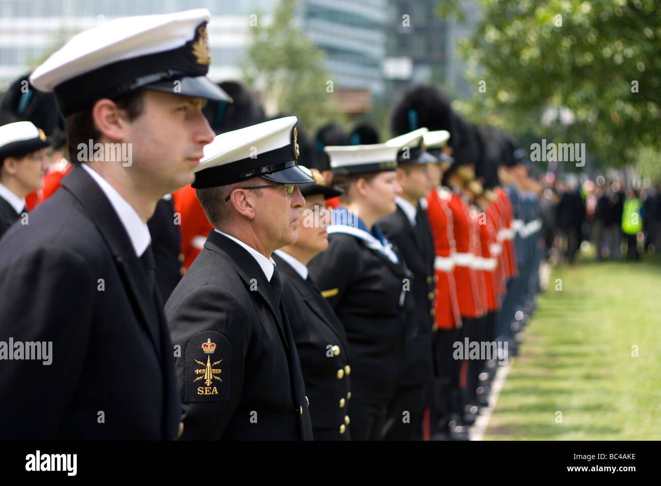 Servicemen line up on parade on Armed Forces Day in London Stock Photo ...