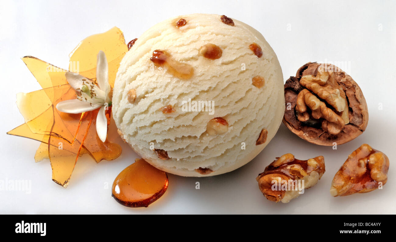 Vanilla ice cream ball Stock Photo - Alamy