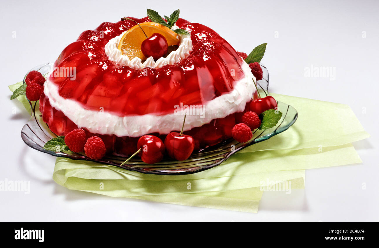 Bright layered gelatin dessert Stock Photo - Alamy