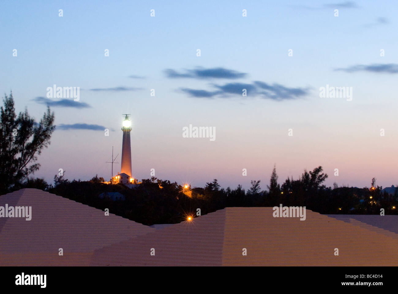 The Gibbs Hill Lighthouse at dusk Bermuda Southampton Parish ...