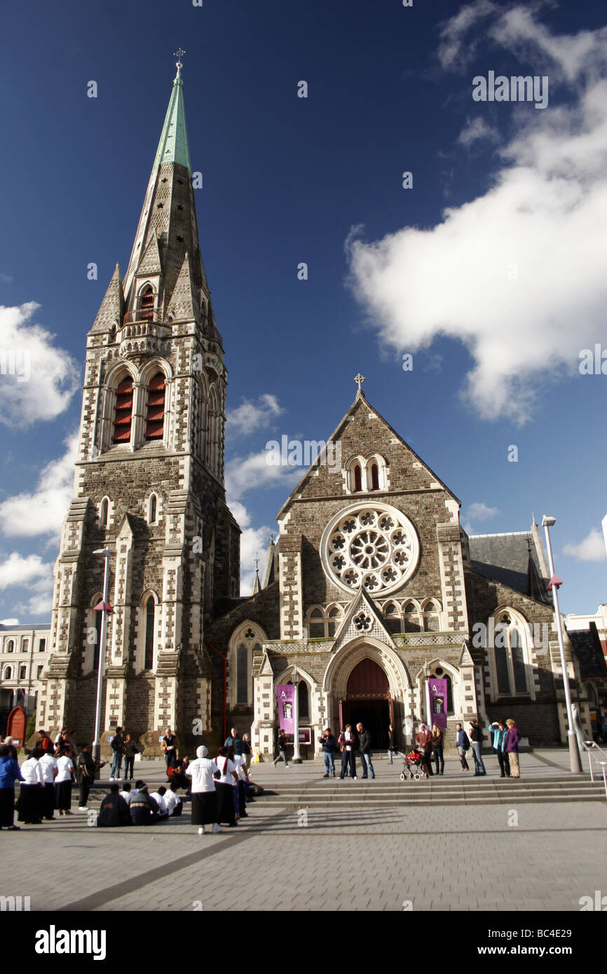 Christchurch new zealand cathedral square people hi-res stock ...