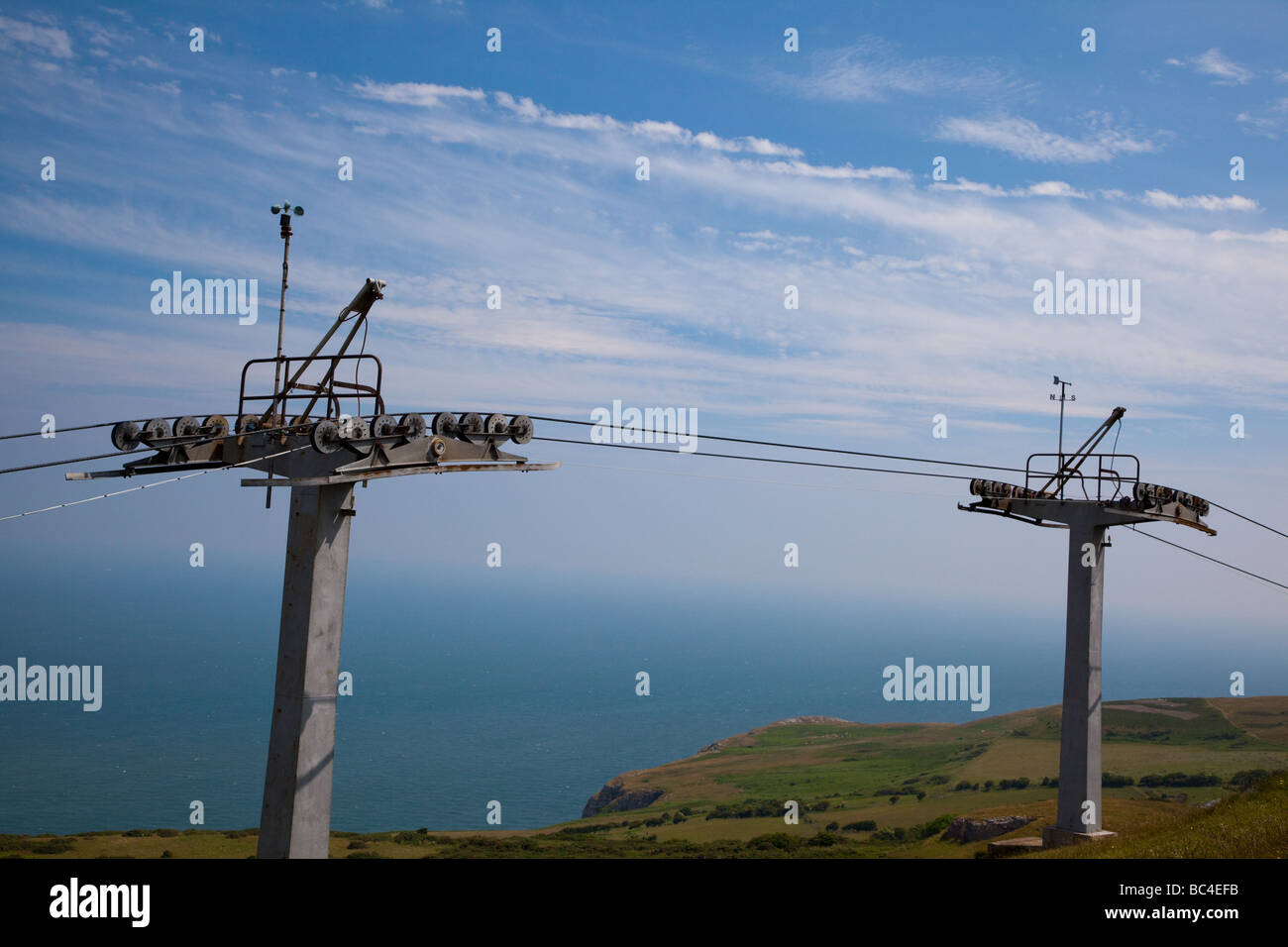Landscape of Great Orme Cable Car Pylons Llandudno North Wales.UK Stock ...