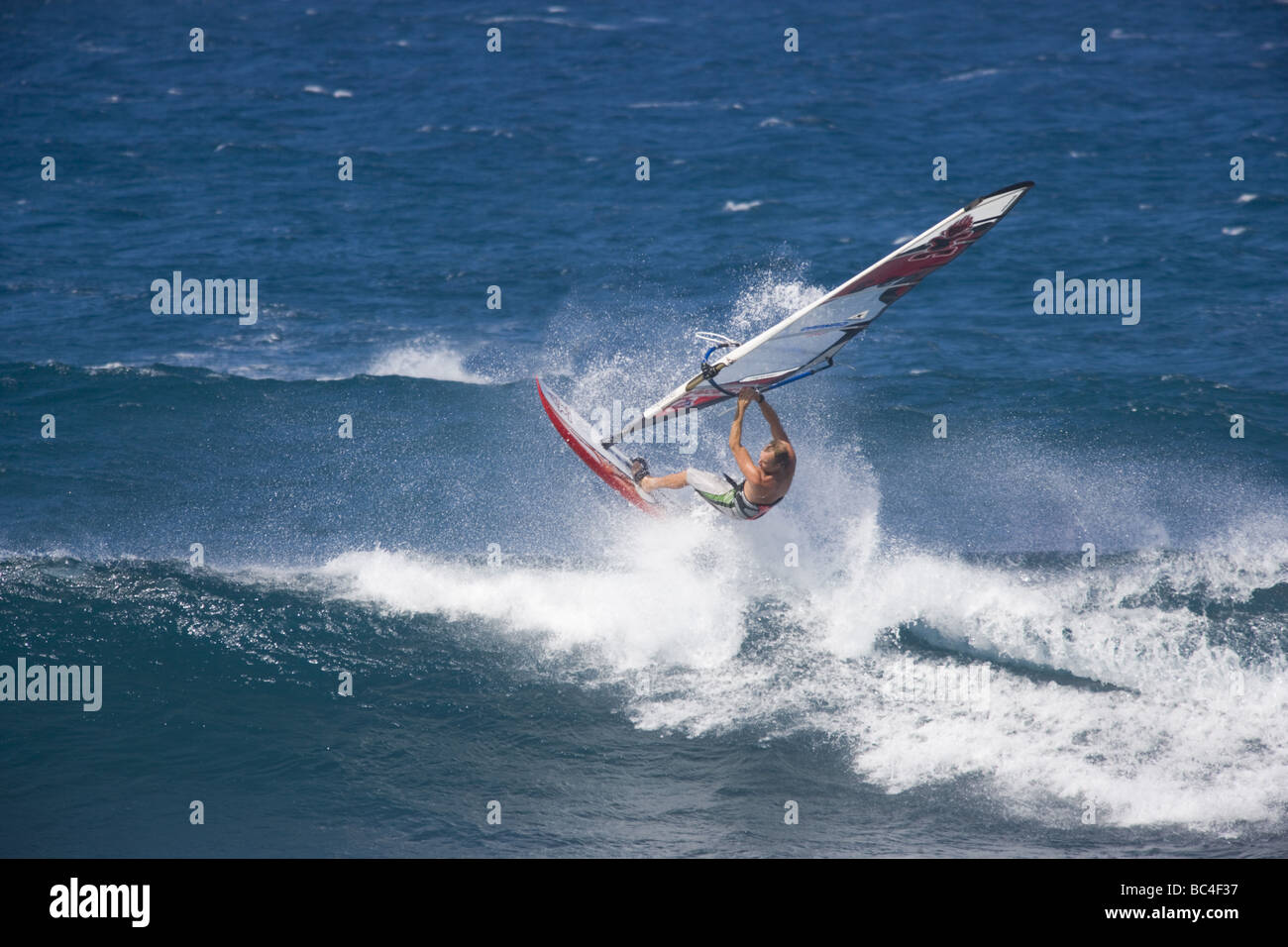 Windsurfing at Hookipa Beach, Paia, Maui Hawaii Stock Photo - Alamy