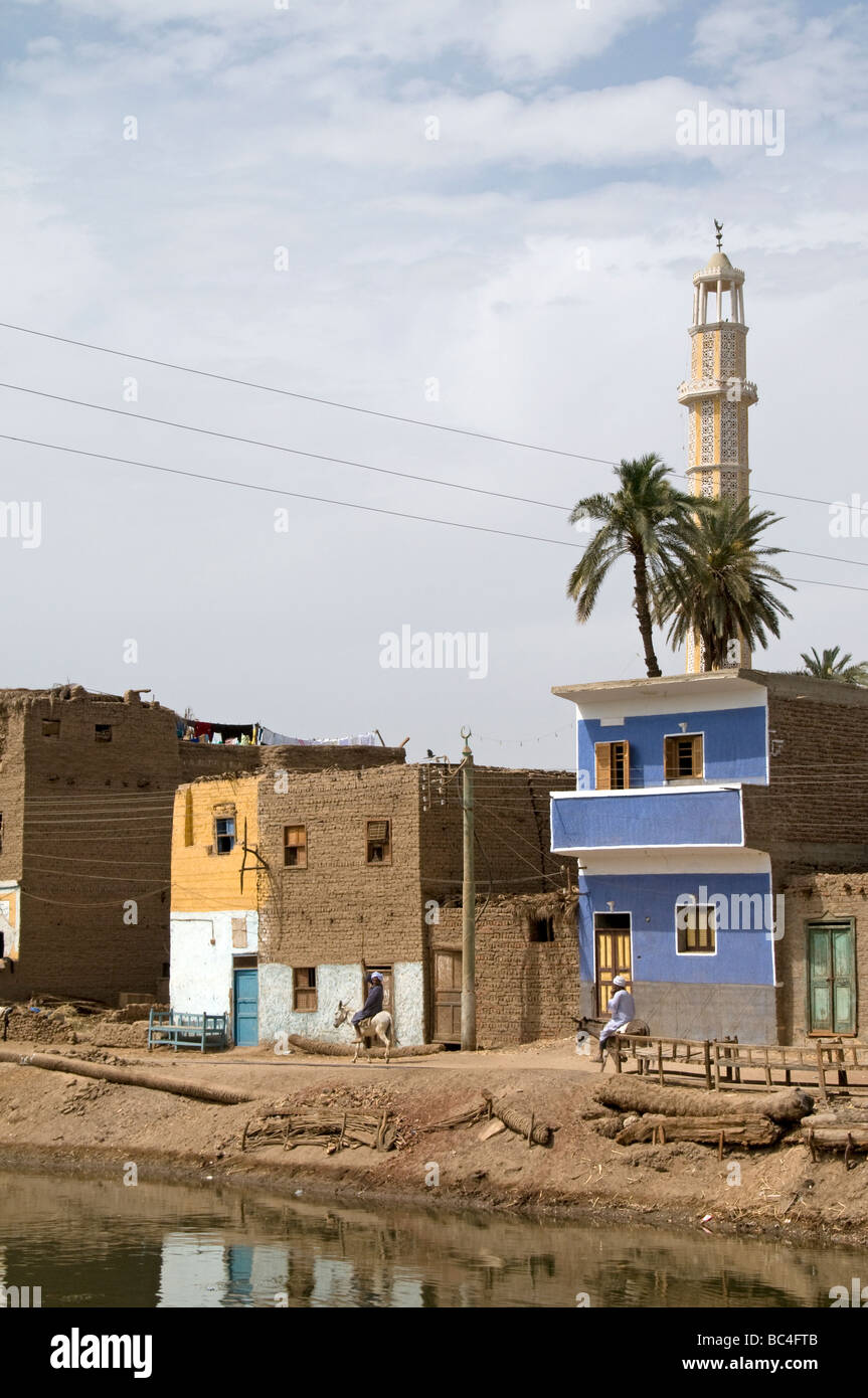 Egypt Farm Farmer agriculture field old village on the Nile river near ...
