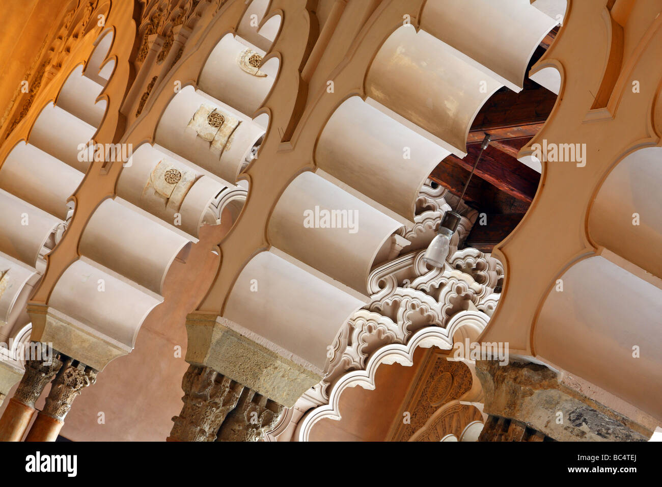 Mudejar Architecture. Close up of the interior of the Palacio Aljaferia ...