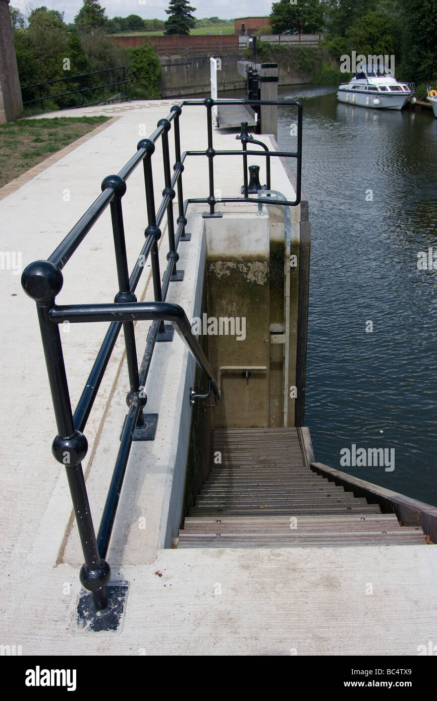 modern rebuilt modernised new landscaped lock Hampstead river Medway ...