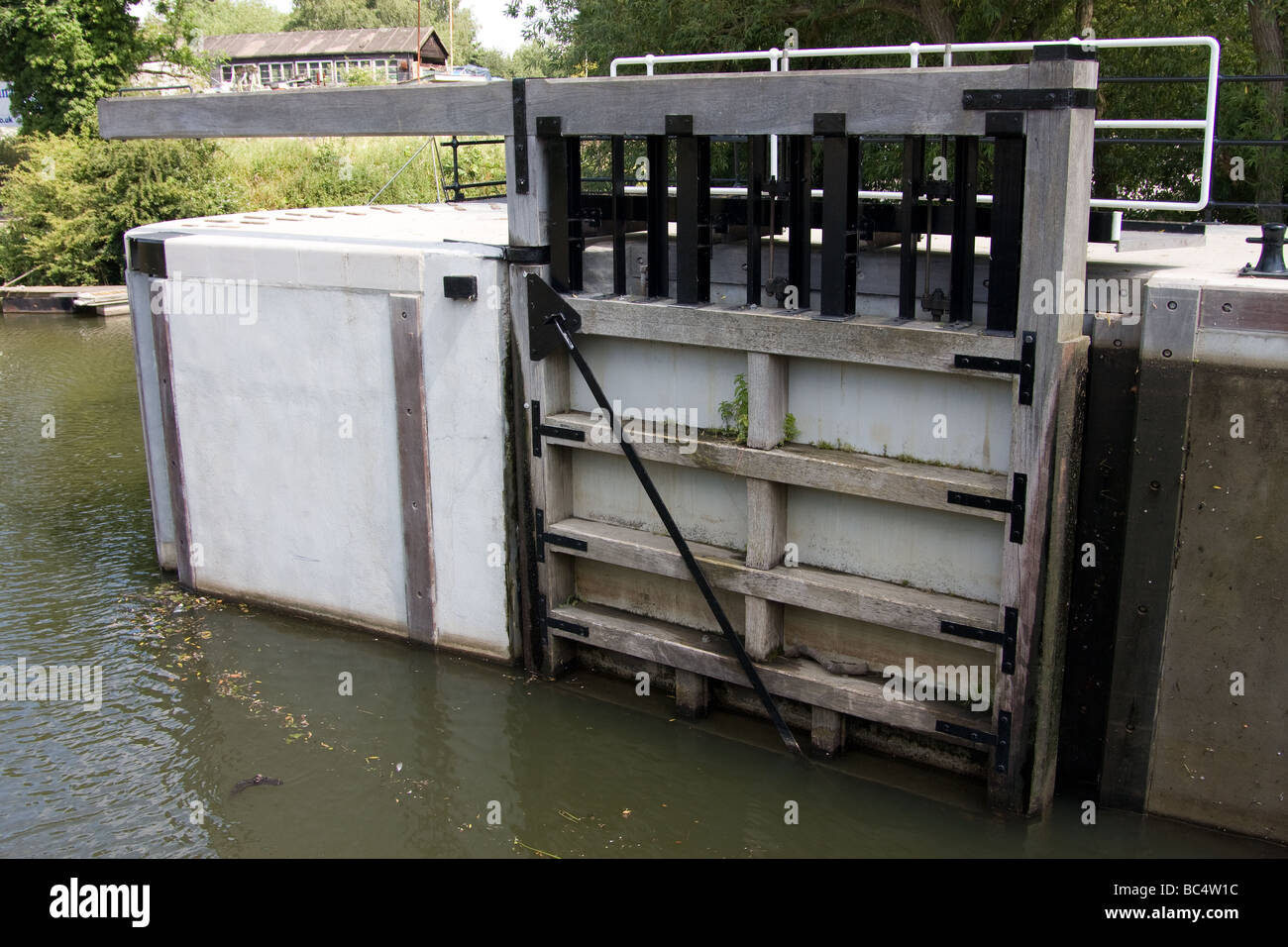 modern rebuilt modernised new landscaped lock Hampstead river Medway ...