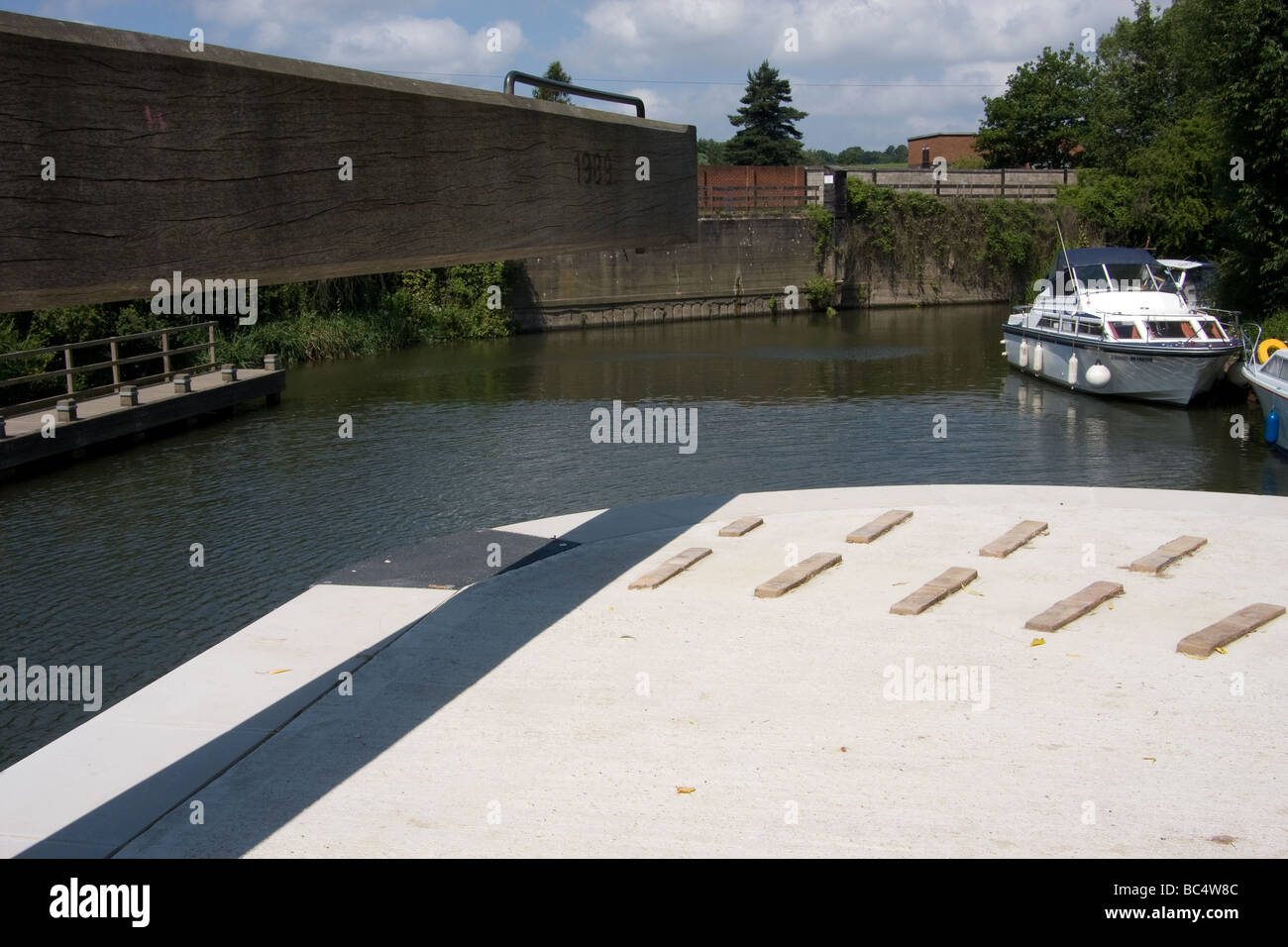 modern rebuilt modernised new landscaped lock Hampstead river Medway ...