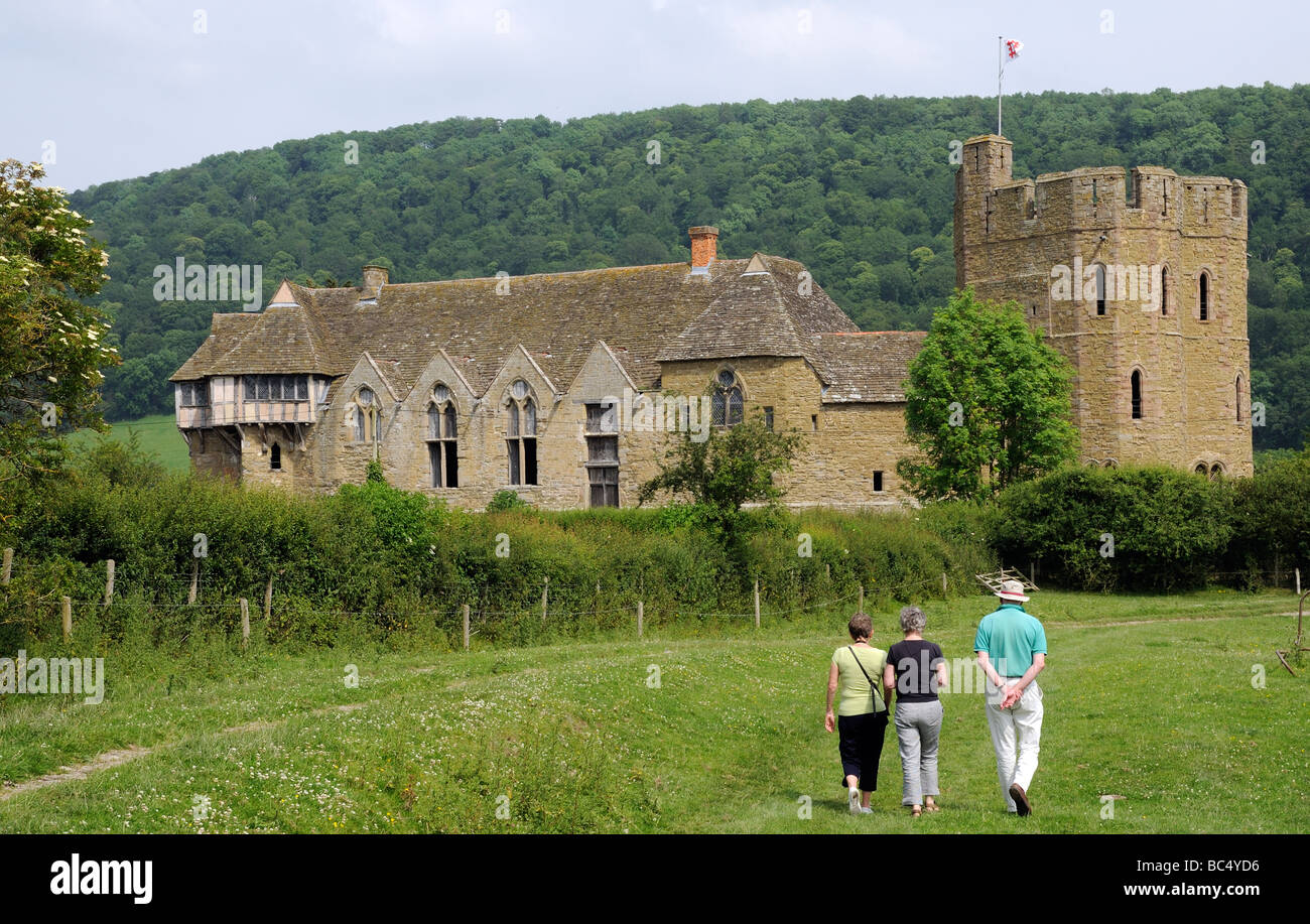 Stokesay Castle Shropshire England UK Visitors walk nearby Stock Photo ...