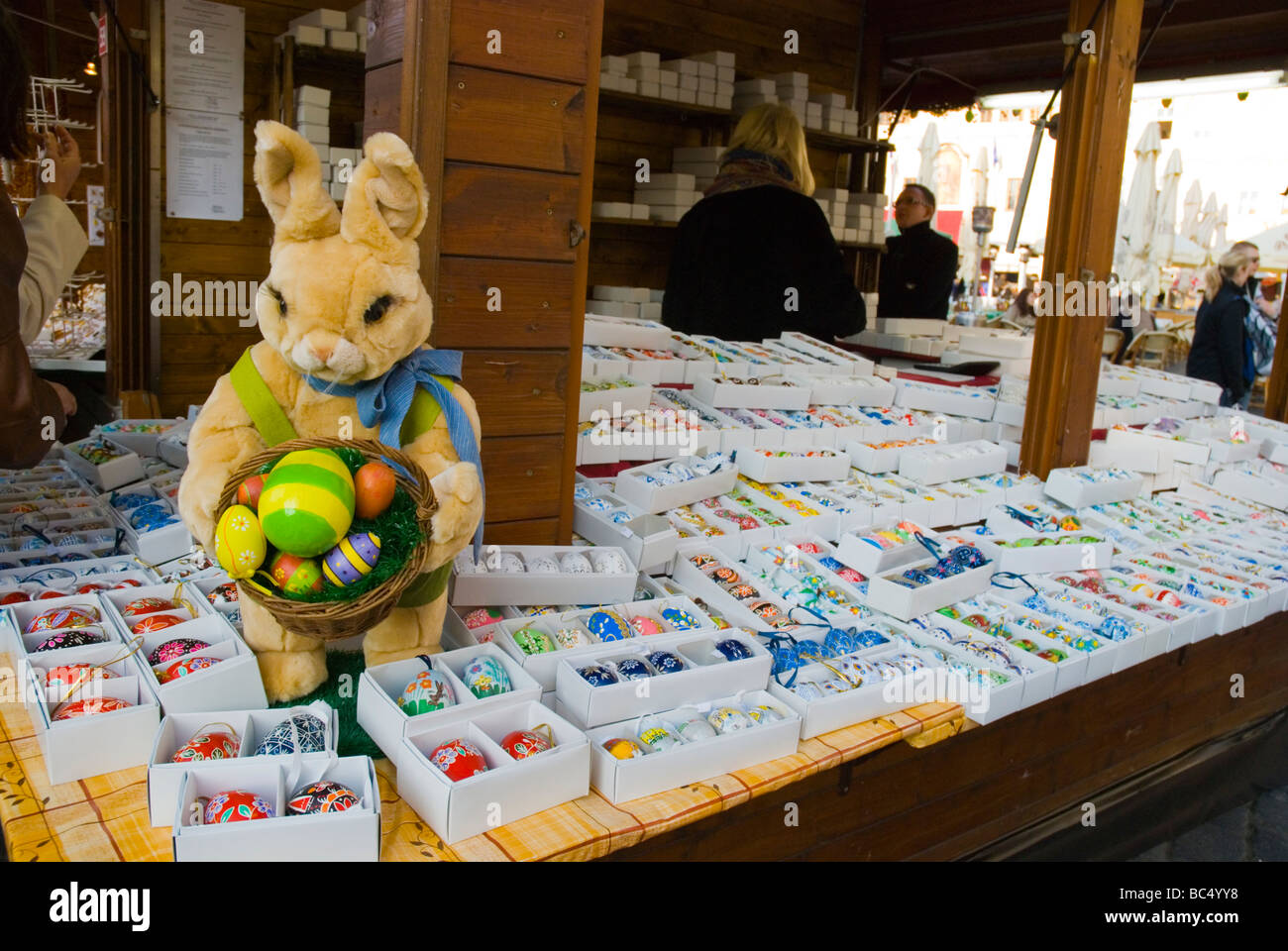 Decorated easter eggs at Easter market at old town square in old town ...