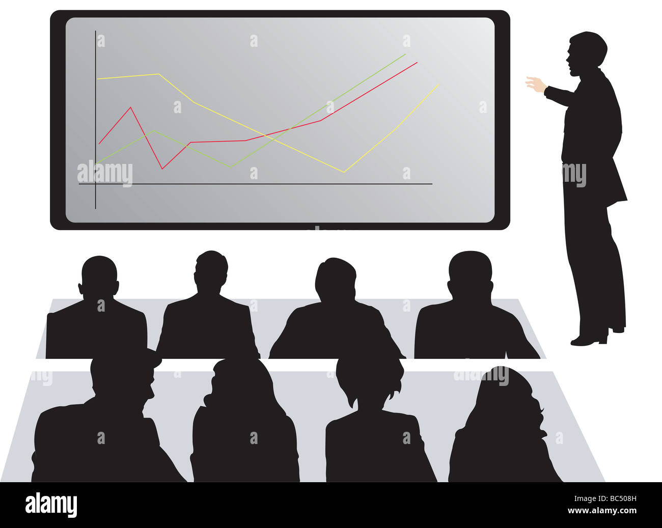 Businessman presenting graph to audience Stock Photo - Alamy