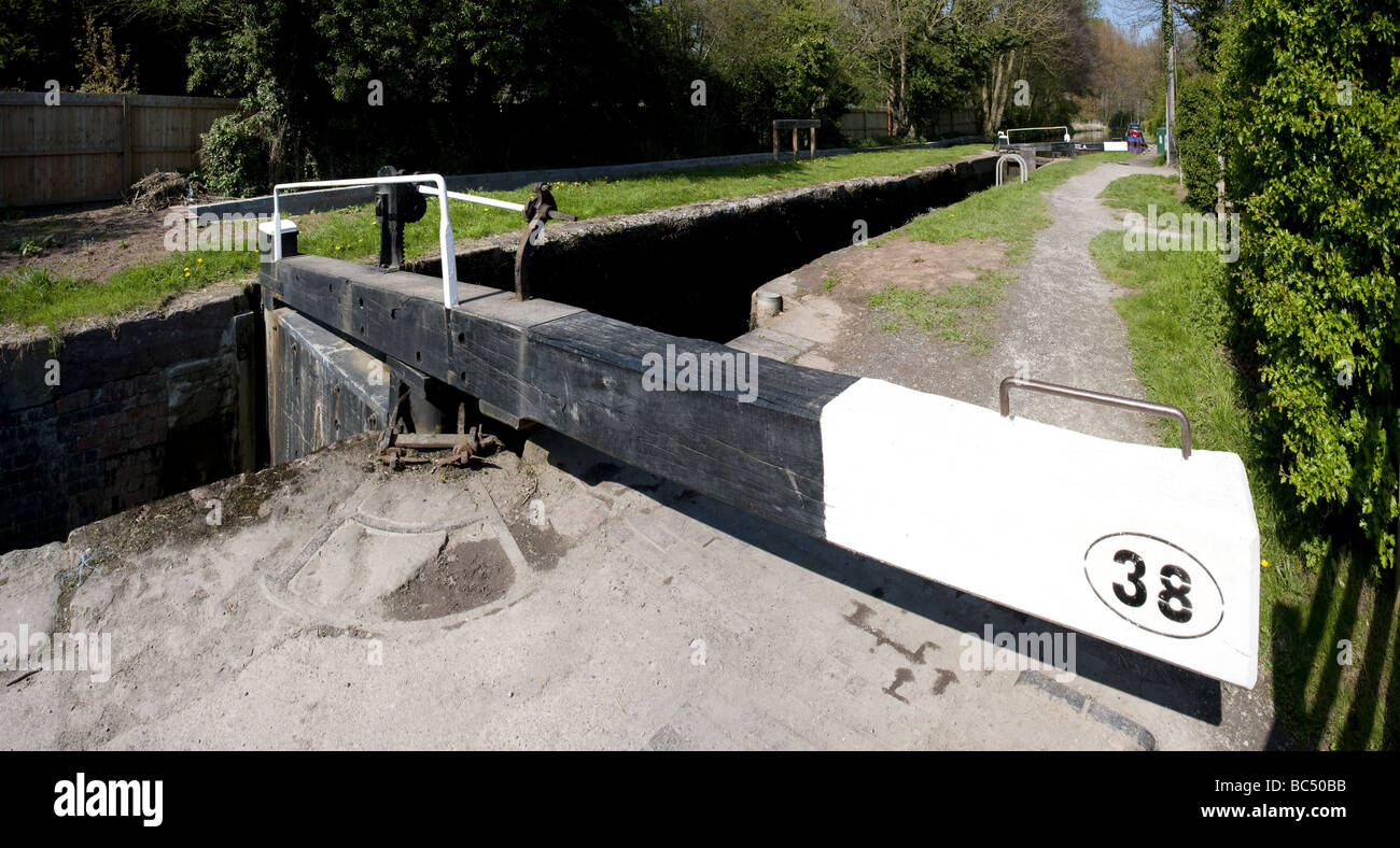A narrow boat on the Stratford upon avon canal Preston Bagot flight of ...