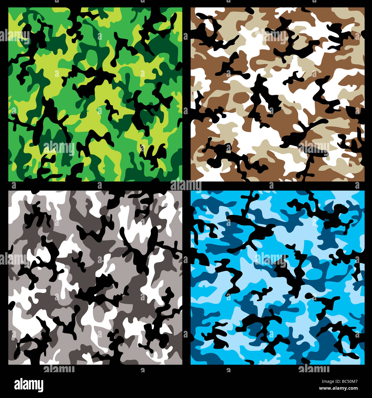 Collection of four different abstract colored camouflage backgrounds ...