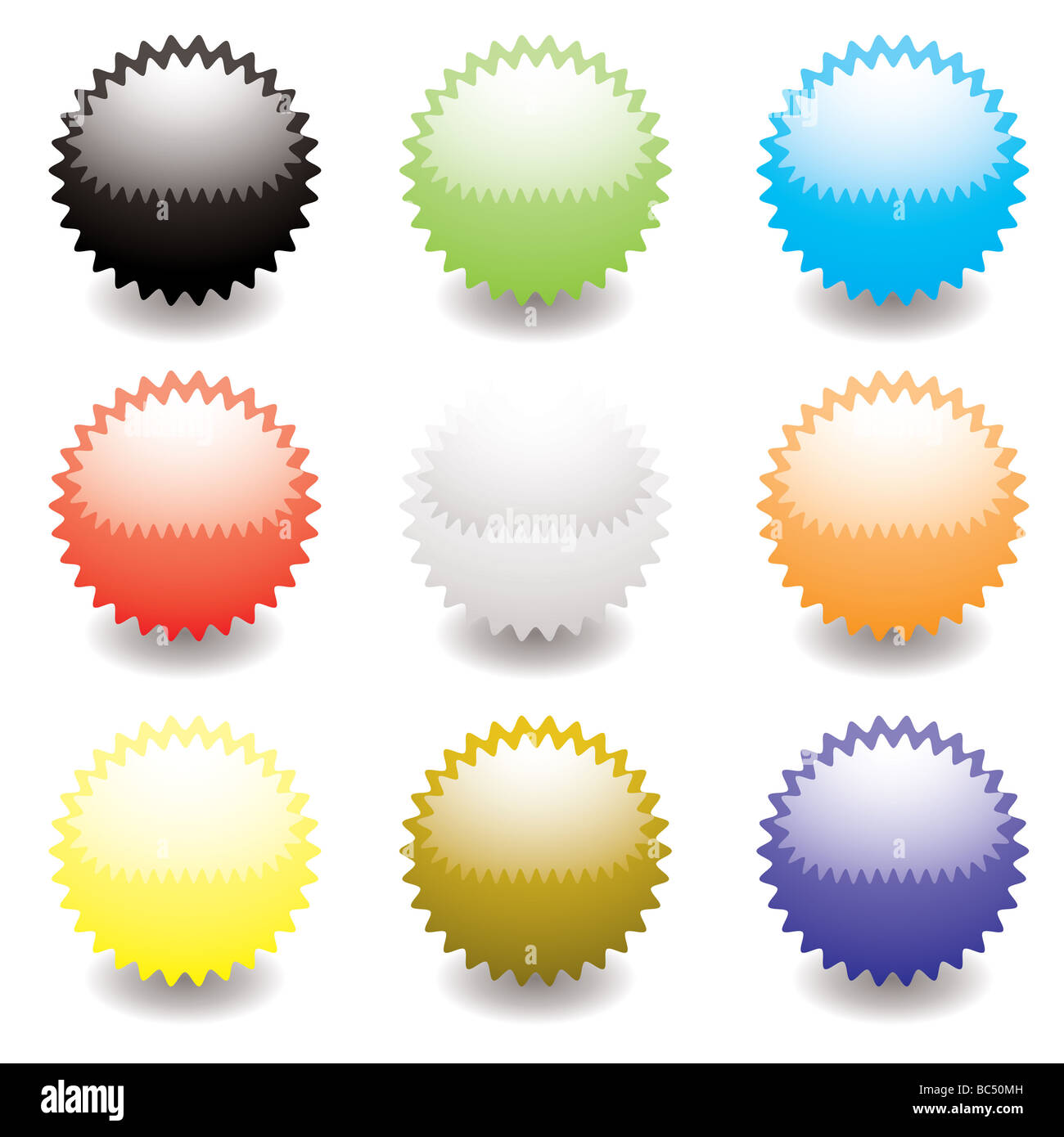 Collection of nine star icons with light reflection and shadow Stock ...