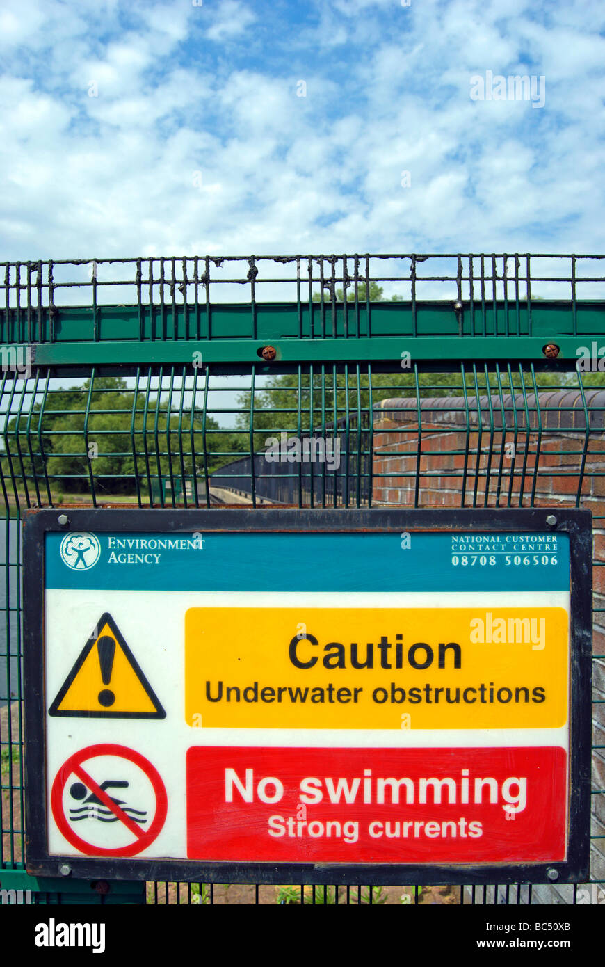 british environment agency warning signs at osterley lock on the grand ...