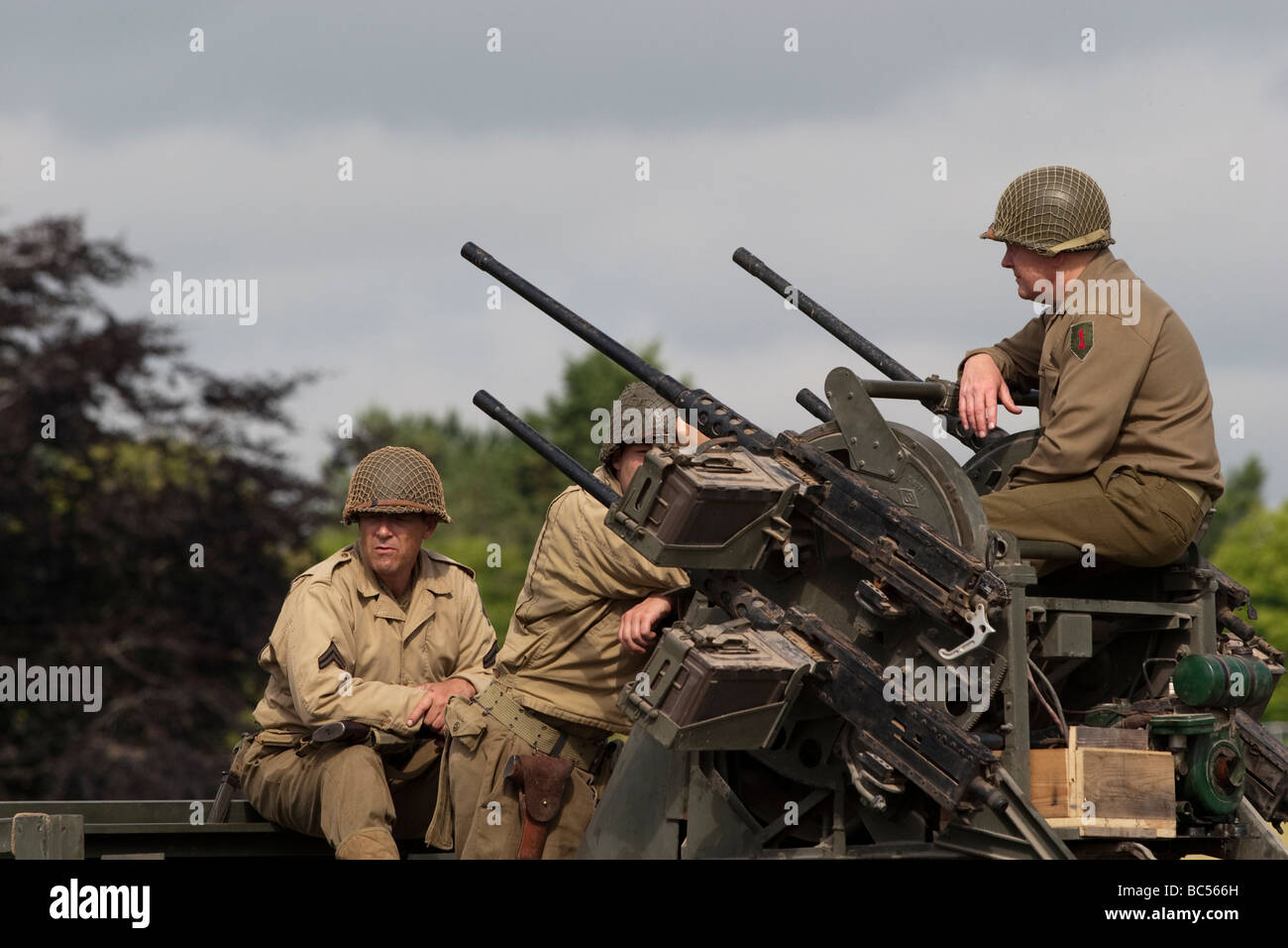 US Army Half Track with Anti Aircraft Gun Stock Photo - Alamy