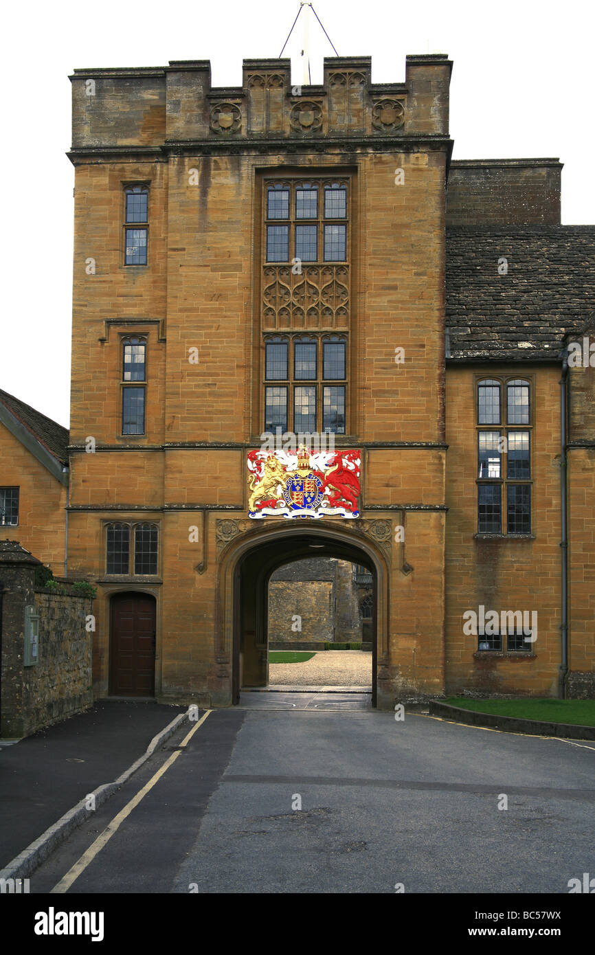 Coat of arms above the main entrance to Sherborne Public School ...