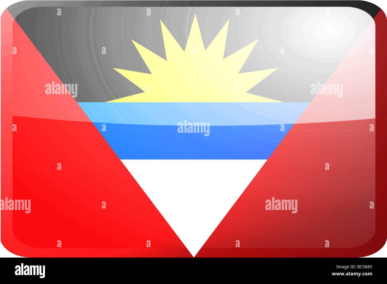 Flag of Antigua national country symbol illustration glossy button icon ...
