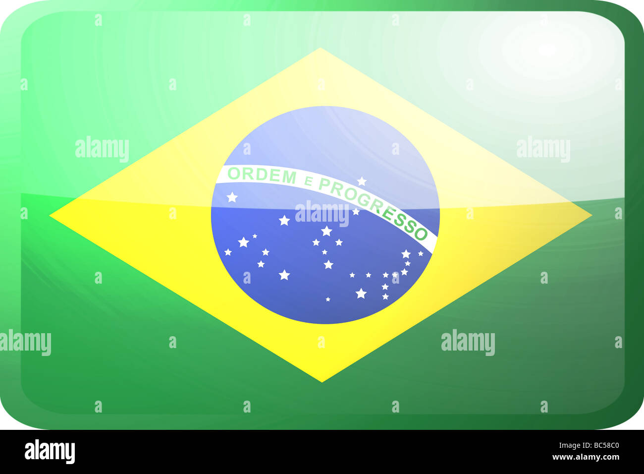Flag of Brazil national country symbol illustration glossy button icon ...