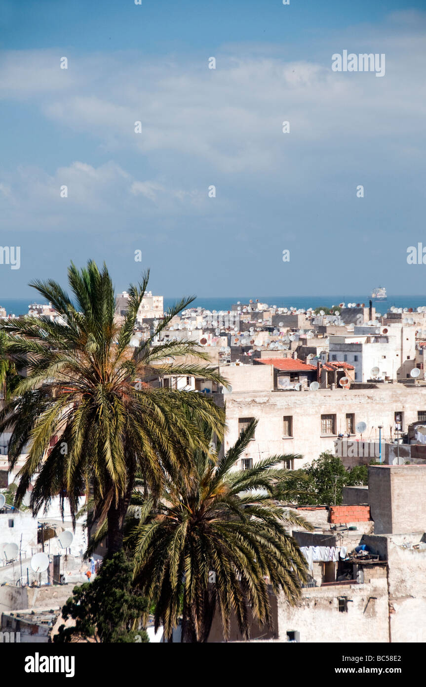 casablanca morocco rooftop cityscape view harbor port boat ship houses ...