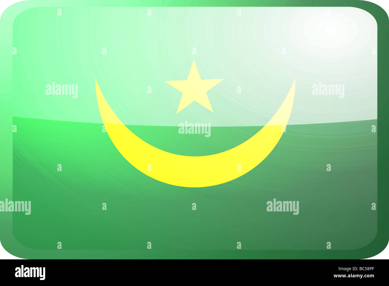 Flag of Mauritania national country symbol illustration glossy button ...