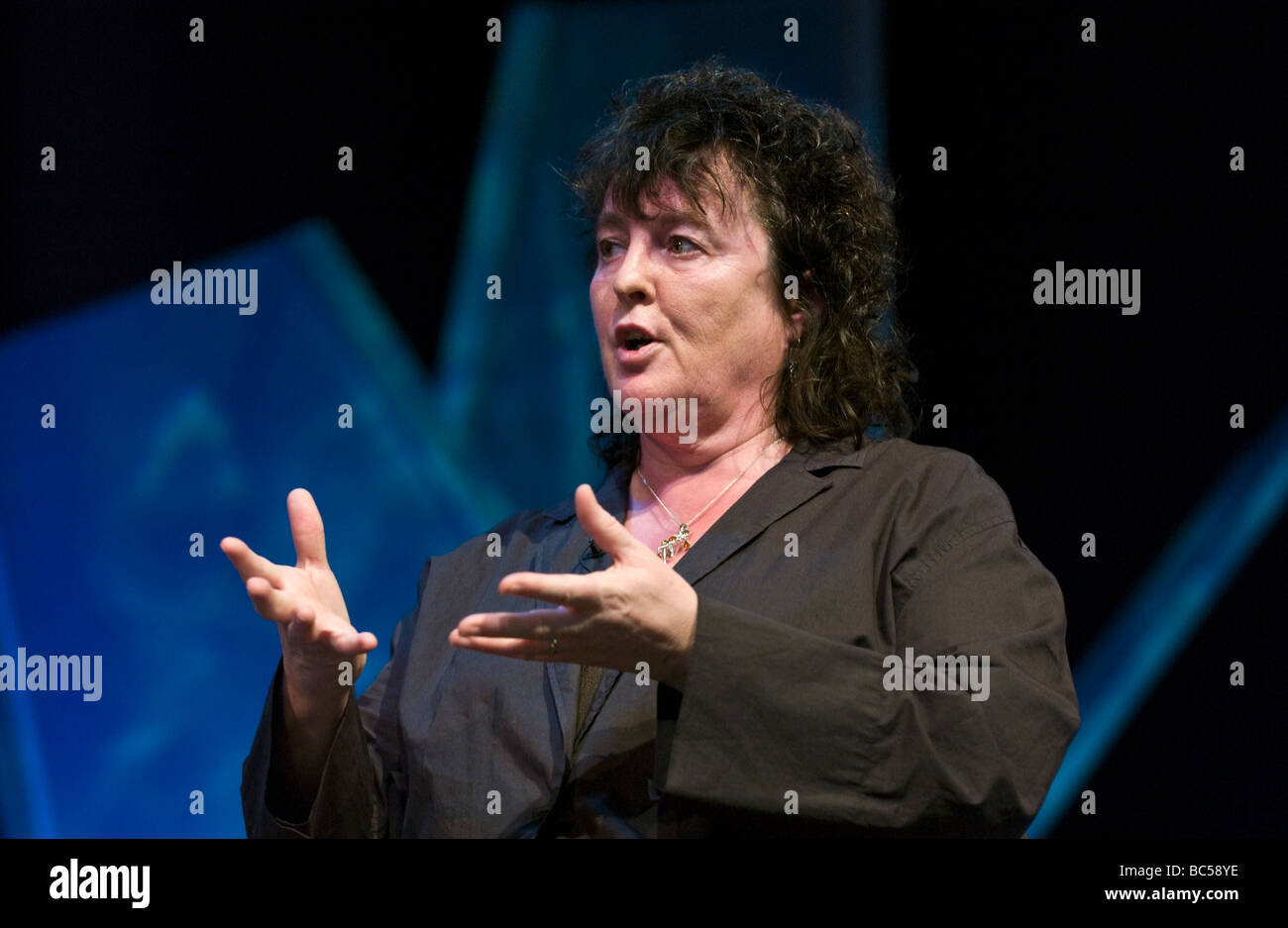 Britain's poet laureate Carol Ann Duffy talking on stage at Hay ...