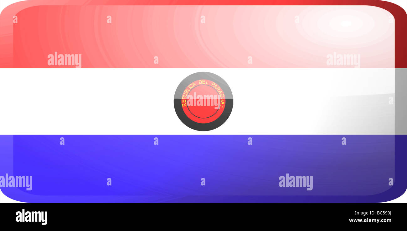 Flag of Paraguay national country symbol illustration glossy button ...