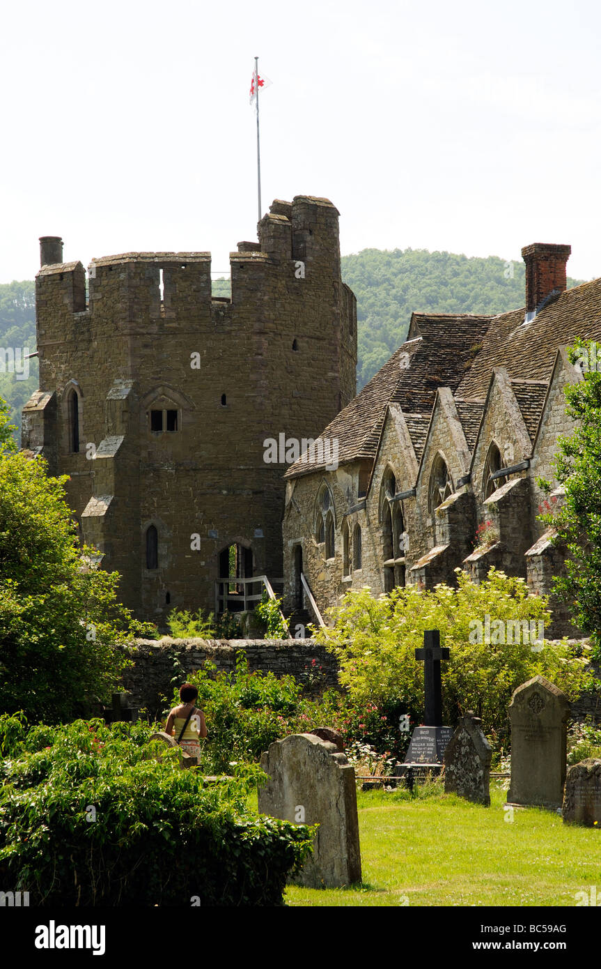 Stokesay Castle Shropshire England UK seen from the parish church ...