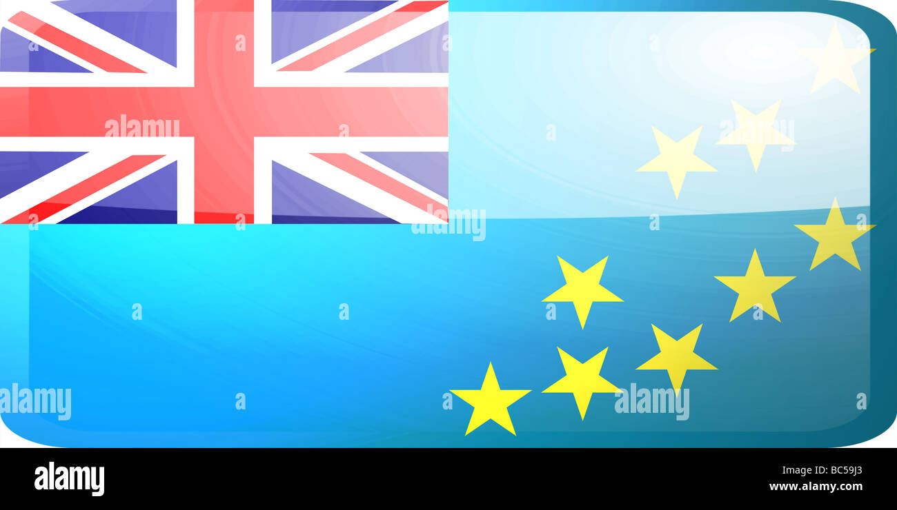 Flag of Tuvalu national country symbol illustration glossy button icon ...