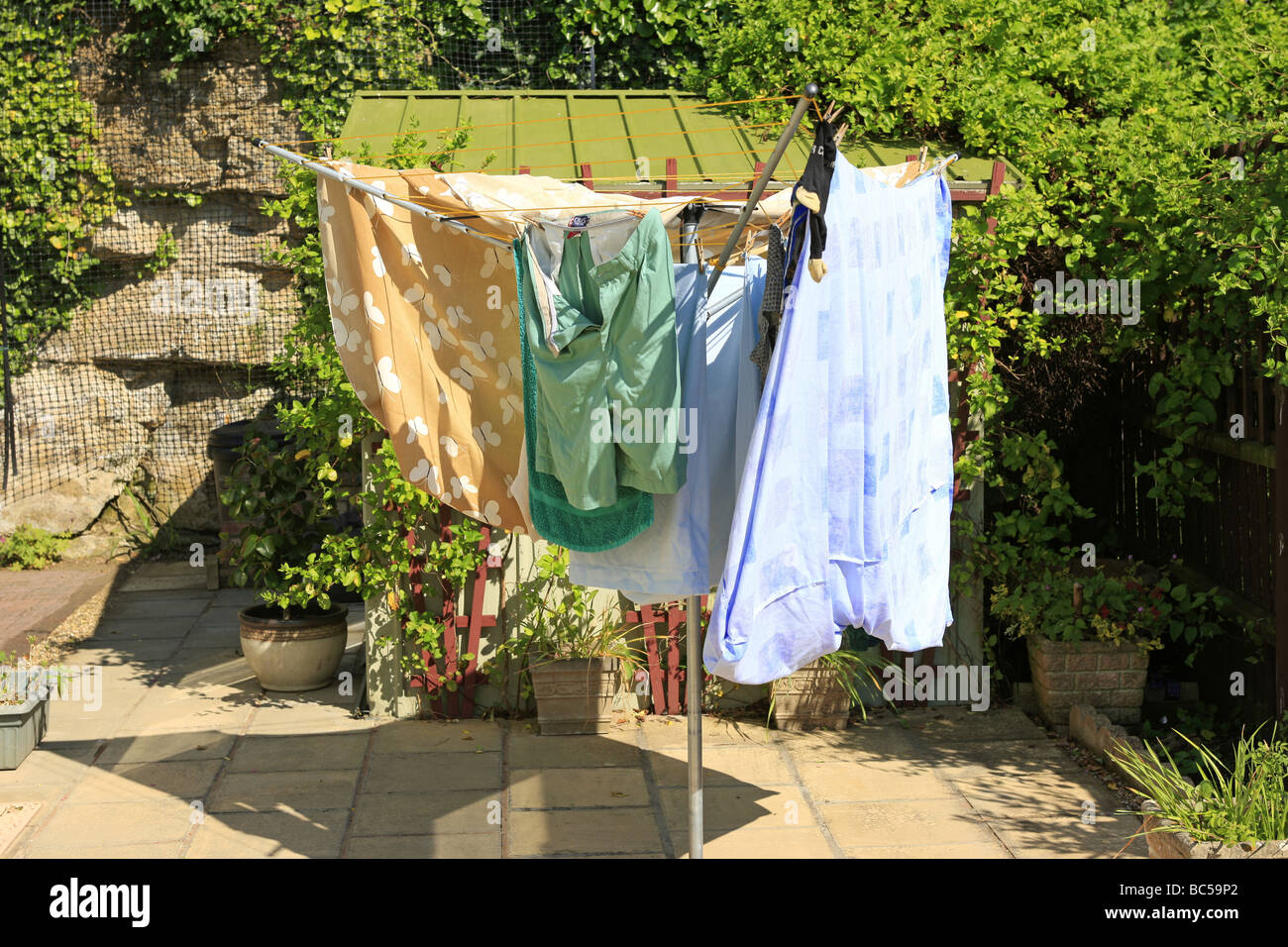 Rotary washing line Stock Photo - Alamy