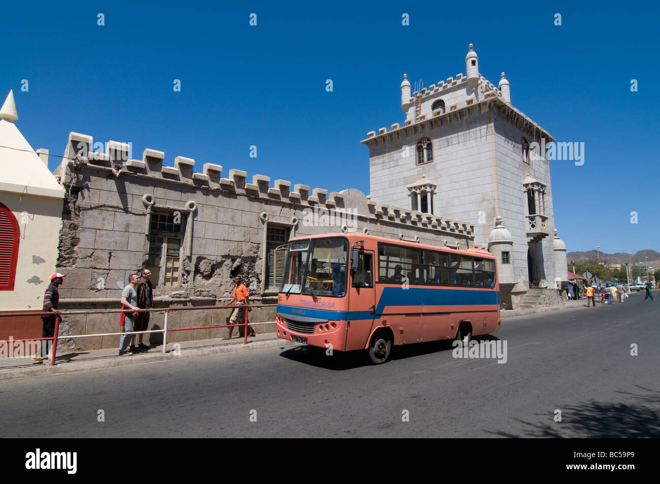 Colonial building with tower San Vincente Mindelo Cabo Verde Africa ...