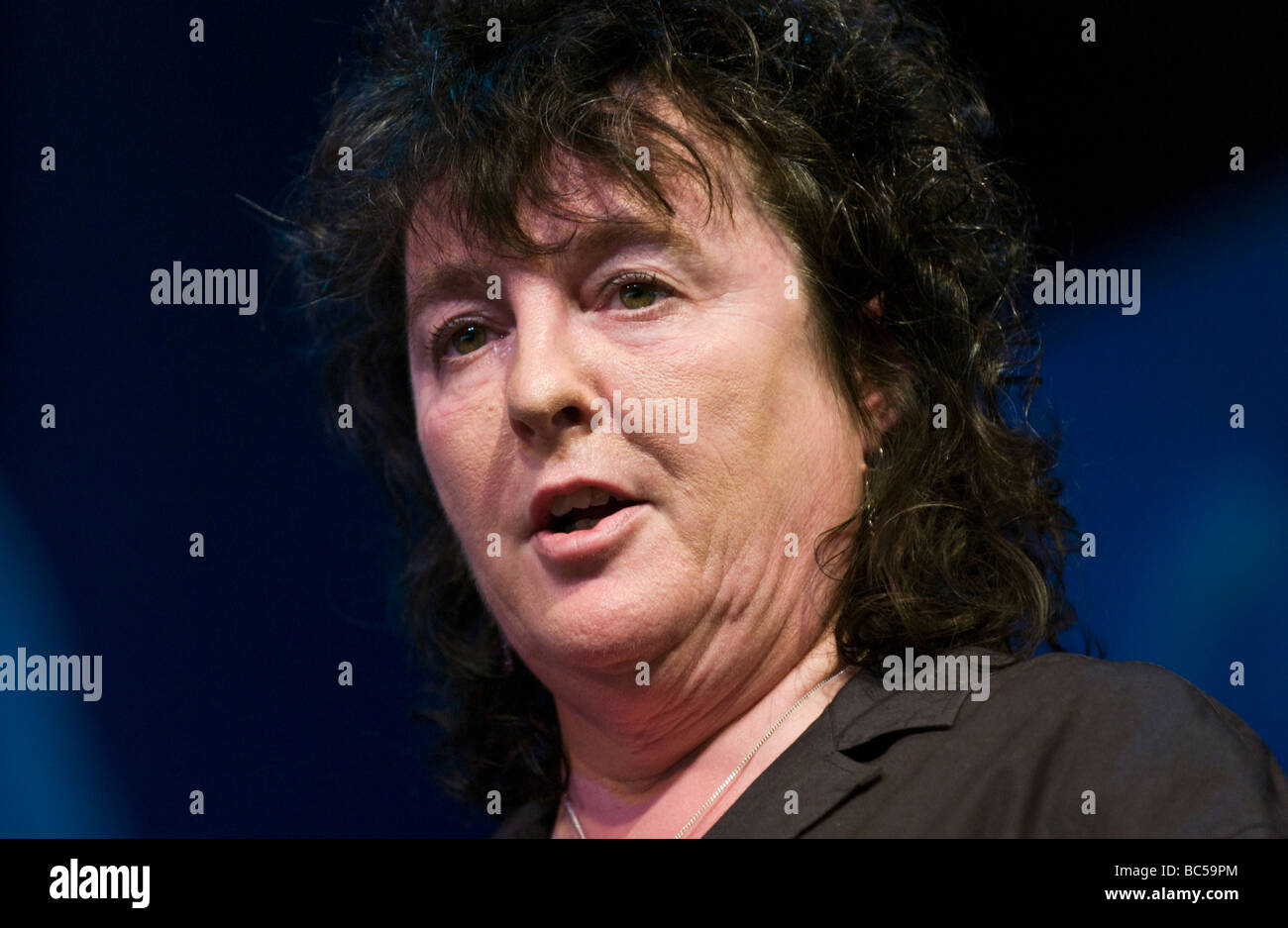 Britain's poet laureate Carol Ann Duffy talking on stage at Hay ...